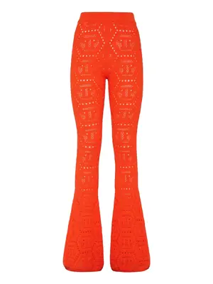 Philipp Plein Monogram-intarsia Bootcut Trousers - Orange