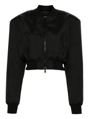 Wardrobe.NYC Zip-up Cropped Bomber Jacket - Black