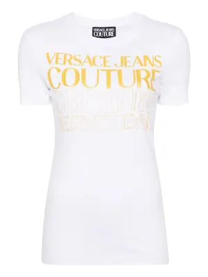 Versace Upside Down-logo Cotton T-shirt - White