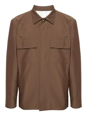 LARDINI Spread-collar Shirt Jacket - Brown