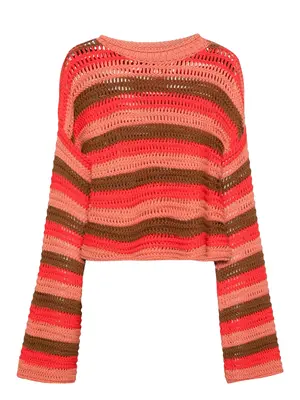 La DoubleJ Bell-sleeve Striped Jumper - Red