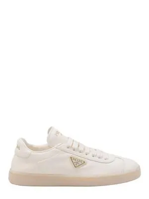 Prada Triangle-logo Leather Sneakers - Neutrals
