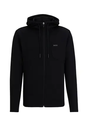 BOSS Logo-print Cotton-blend Hoodie - Black