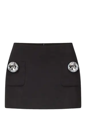 AREA Crystal-embellished Wool Mini Skirt - Black