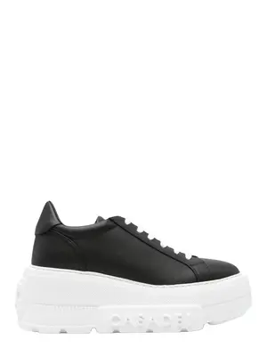 Casadei Nexus Leather Wedge Sneakers - Black