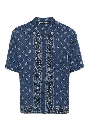 Palm Angels Paisley-print Bowling Shirt - Blue
