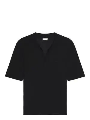 Saint Laurent Polo Manches Courtes In Black - Noir