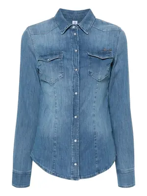 Liu Jo Logo-appliqué Denim Shirt - Blue