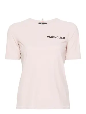 Moncler Logo-embossed Technical-jersey T-shirt - Pink