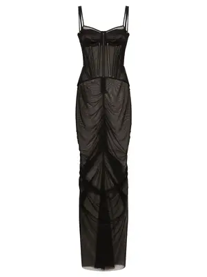 Dolce & Gabbana Sheer Cotton Bustier Dress - Black
