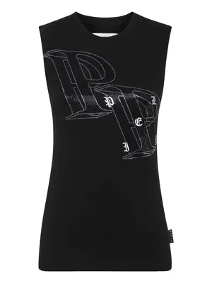 Philipp Plein Crystal-embellished Logo Tank Top - Black