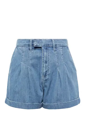 FRAME Pleated Denim Shorts - Blue