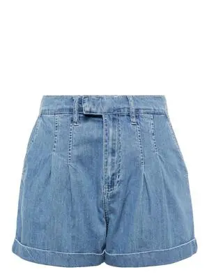 FRAME Pleated Denim Shorts - Blue