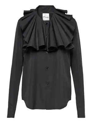 Noir Kei Ninomiya Ruffled Cotton Shirt - Black
