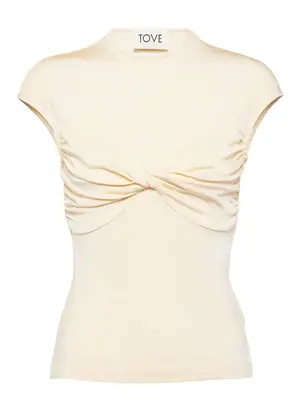 Tove Paola Gathered Jersey Top - Beige