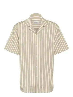 LANVIN Striped Cotton Bowling Shirt - Green