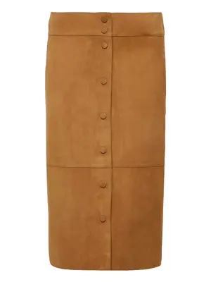 YVES SALOMON High-rise Leather Midi Skirt - Brown