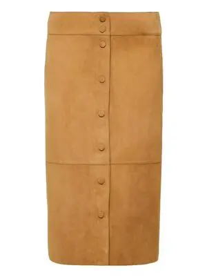 YVES SALOMON High-rise Leather Midi Skirt - Brown