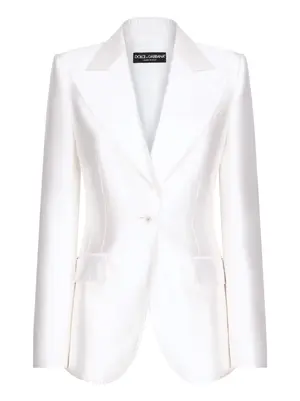 Dolce & Gabbana Turlington Single-breasted Silk Blazer - White