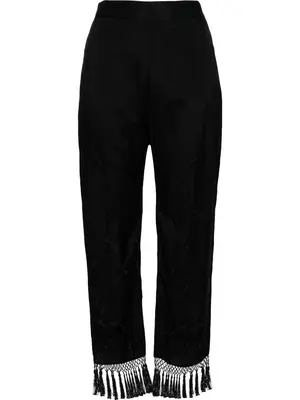 SEMICOUTURE Floral-embroidered Trousers - Black