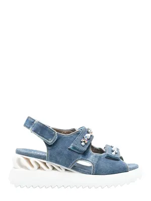 LE SILLA Yui Denim Wedge Sandals - Blue