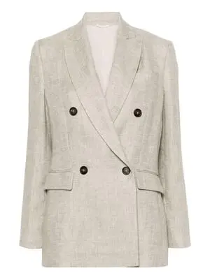 BRUNELLO CUCINELLI Herringbone Linen Blazer