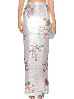 CAMILA COELHO Pia Maxi Skirt - Silver Floral