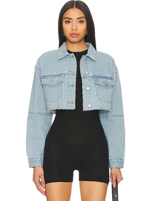 Superdown Kathy Cropped Jacket - Blue Denim