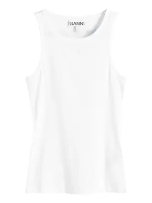 GANNI Soft Cotton Rib Tank Top - Bright White