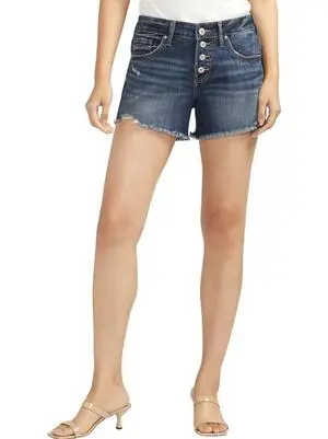 SILVER JEANS CO. Fray Hem Luxe Stretch Denim Boyfriend Shorts