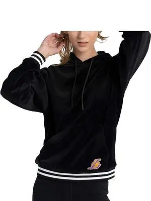 LUSSO Los Angeles Lakers Velour Pullover Hoodie - Black