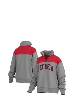 PRESSBOX Georgia Bulldogs Fleece Quarter-zip Jacket - Gray