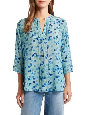 APNY Tie-neck Blouse - Blue Multi
