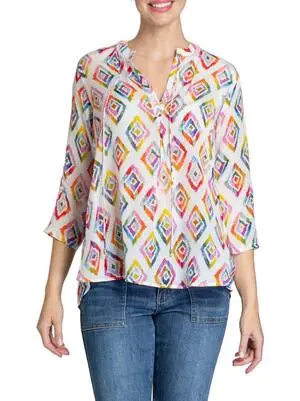 APNY Tie-neck Blouse - Pink Multi