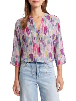 APNY Tie-neck Blouse - Purple Multi