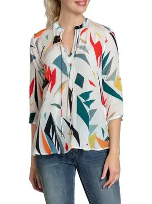 APNY APNY Tie-Neck Blouse Red Multi