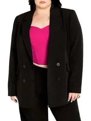 City Chic City Chic Alexis Oversized Double Breasted Blazer Black
