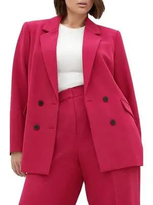 City Chic City Chic Alexis Oversized Double Breasted Blazer Deep Rose