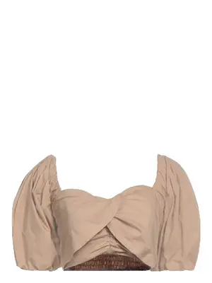MSGM MSGM Gathered Poplin Crop Top Beige