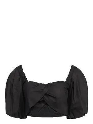 MSGM Gathered Poplin Crop Top - Black