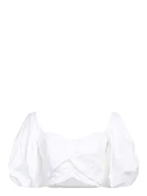 MSGM MSGM Gathered Poplin Crop Top White