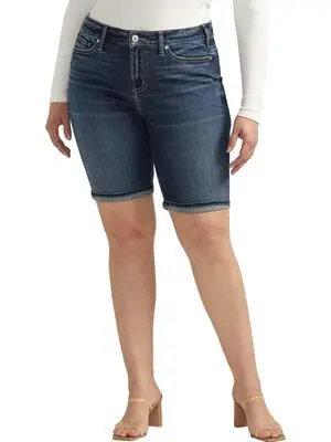 SILVER JEANS CO. Suki Luxe Stretch Denim Bermuda Shorts - Indigo