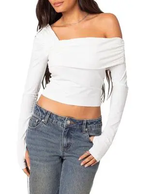 EDIKTED EDIKTED Asymmetric Neck Crop Top