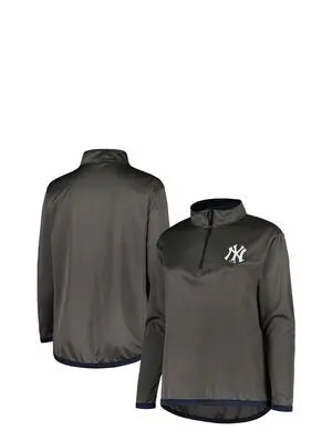 Profile New York Yankees Quarter-zip Pullover Jacket - Charcoal