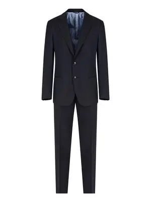 Giorgio Armani Manhattan Line Virgin-wool Single-breasted Suit Blue