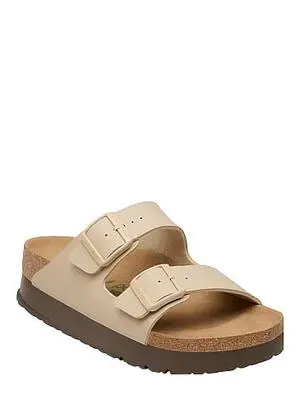 Pink Birkenstock Arizona Platform Vegan Sandals - Beige