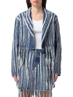 TWINSET ACTITUDE TWINSET Distressed Denim Jacket With Fringe Detail