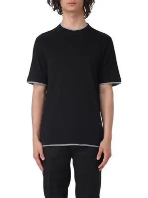 Brunello Cucinelli Crewneck Cotton T-shirt With Contrast Trims Black