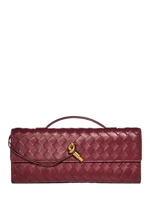 Bottega Veneta Andiamo Intrecciato Leather Clutch Dark Barolo Leather