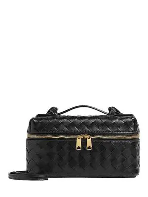 Bottega Veneta Bottega Veneta Intrecciato Leather Vanity Case Black/gold